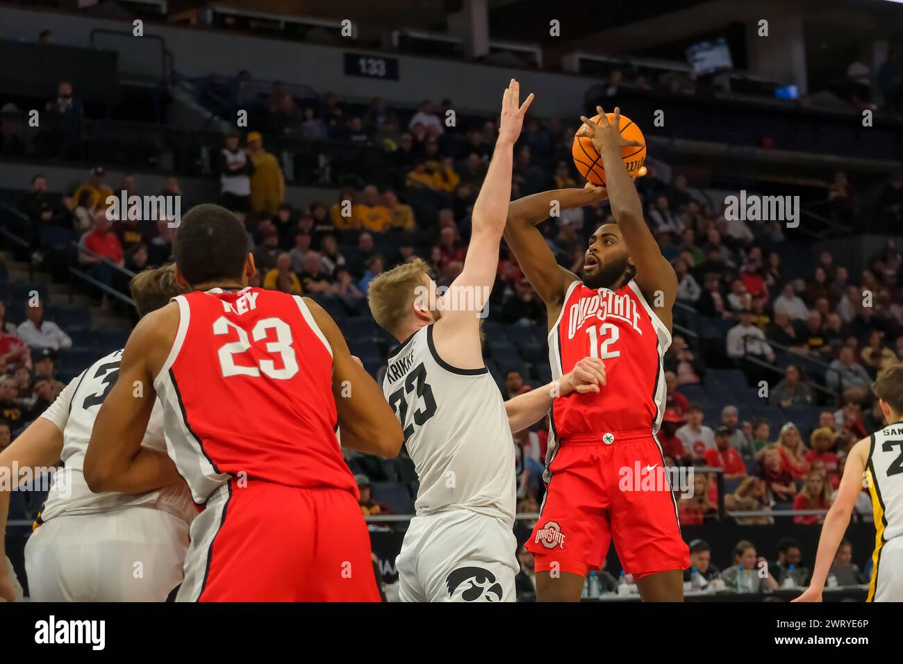 Minneapolis, Minnesota, USA. 14th Mar, 2024. Ohio State Buckeyes guard ...