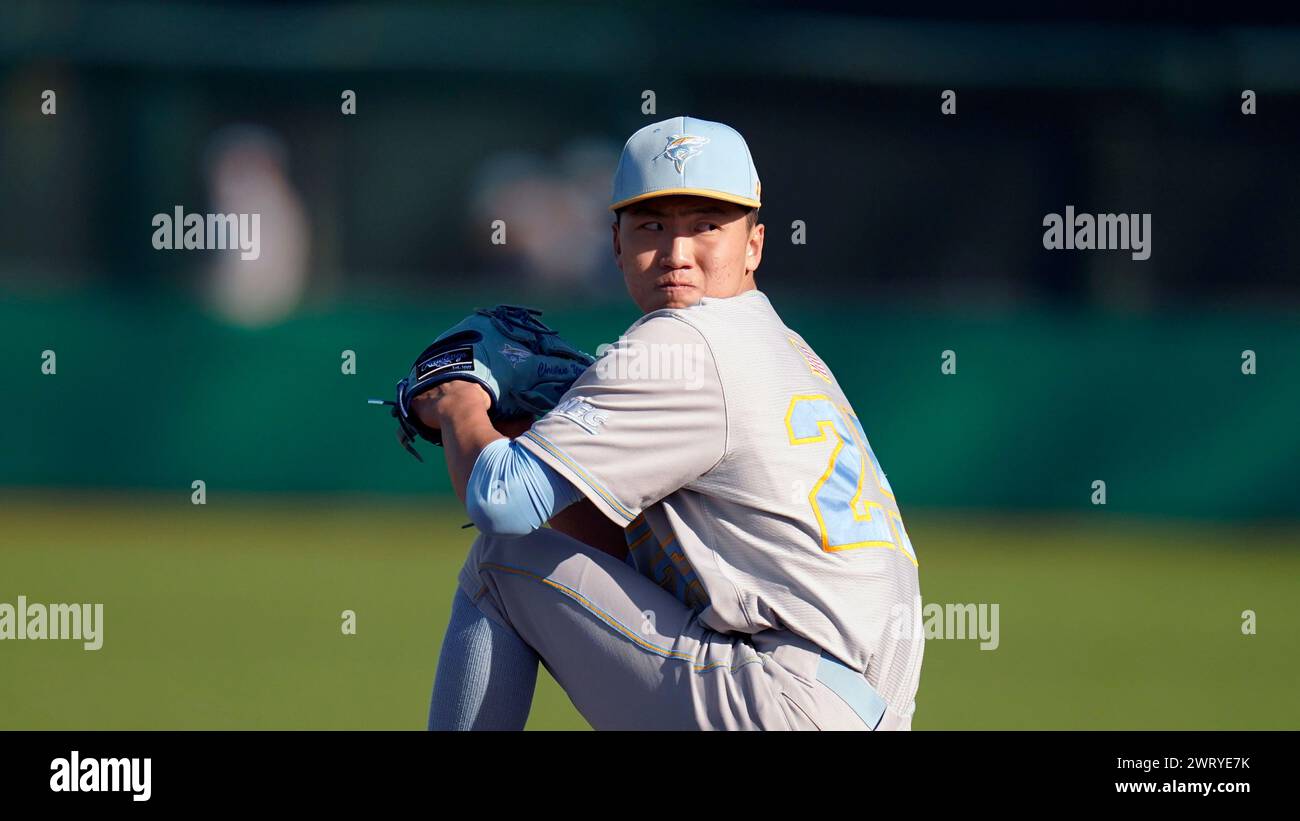 LIU infielder Christian Yoo (25) during an NCAA baseball game against ...
