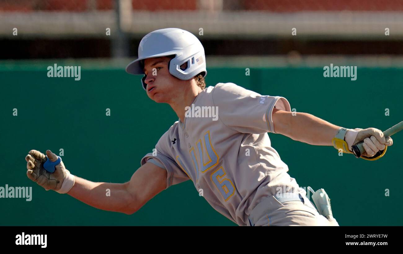 LIU shortstop Noah Sorensen (6) bats during an NCAA baseball game ...