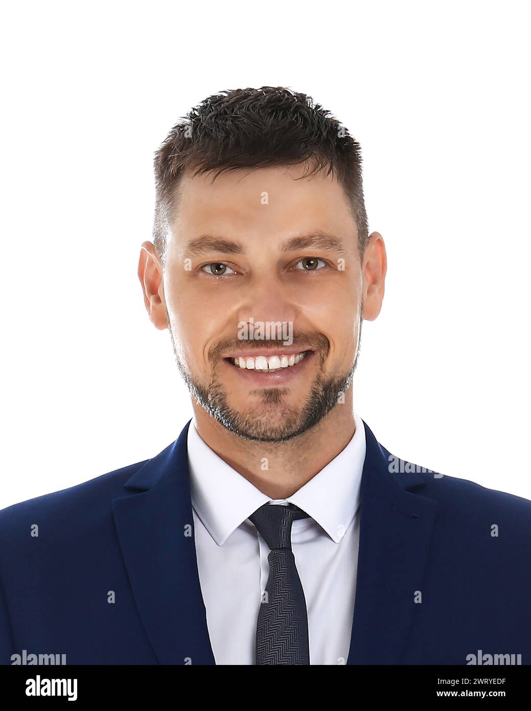 Passport photo. Portrait of man on white background Stock Photo - Alamy