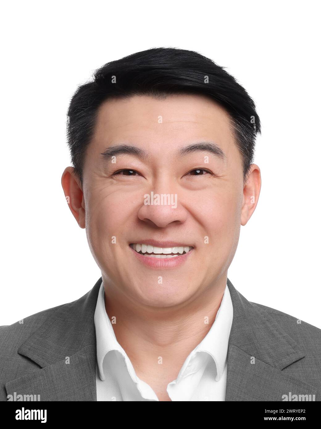 Passport photo. Portrait of man on white background Stock Photo - Alamy