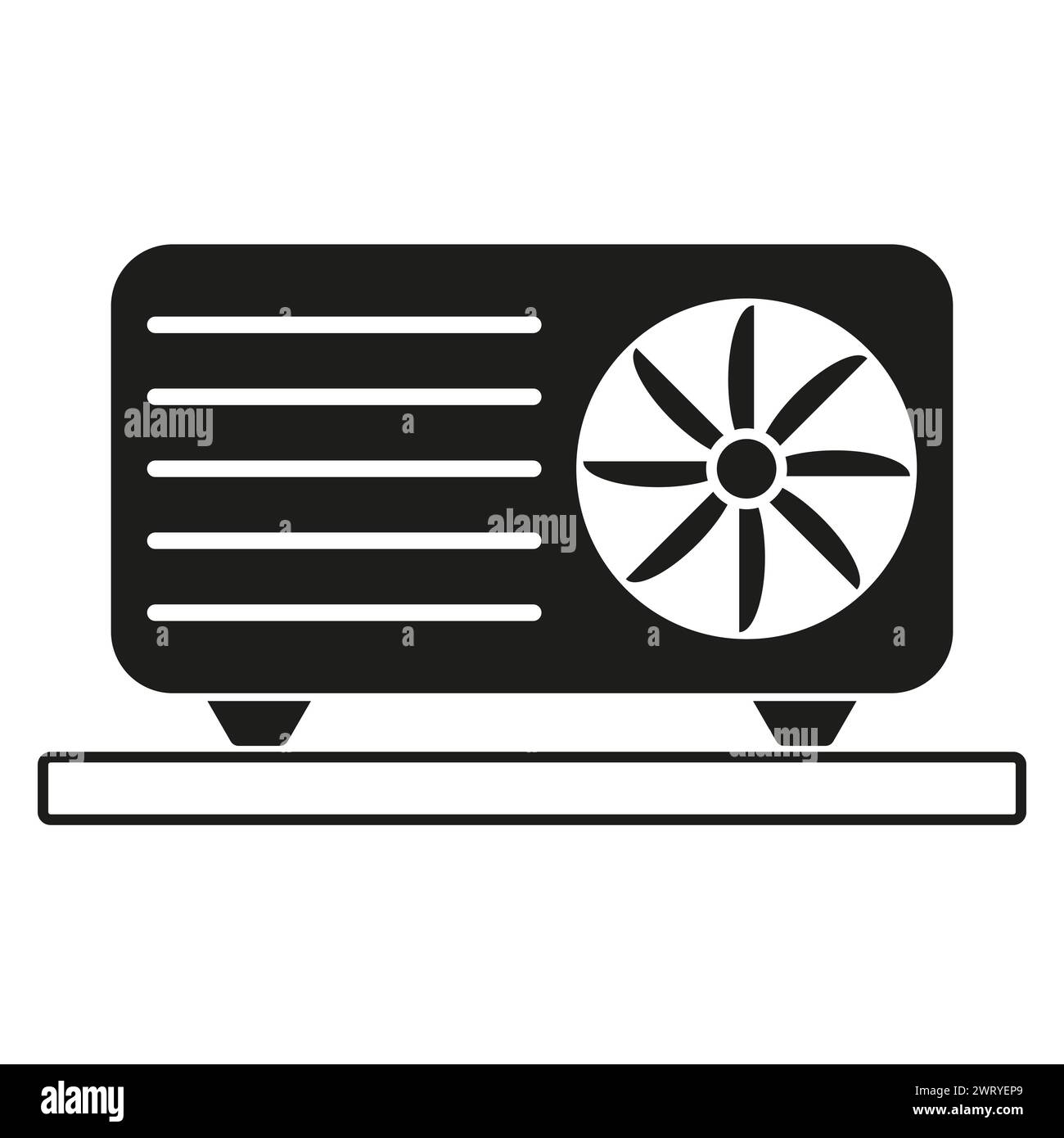 Air Conditioner Unit Icon. Simplified black and white icon of an air ...