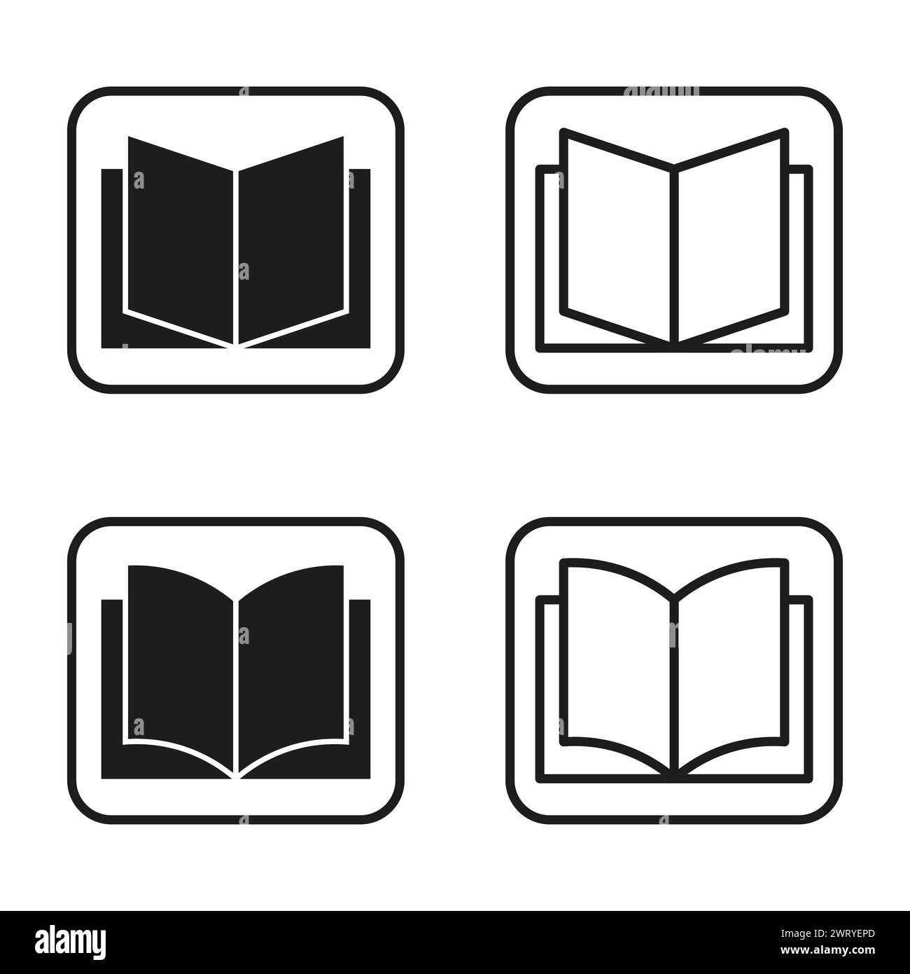 Open Book Icons Set. Vector illustration. EPS 10 Stock Vector Image ...