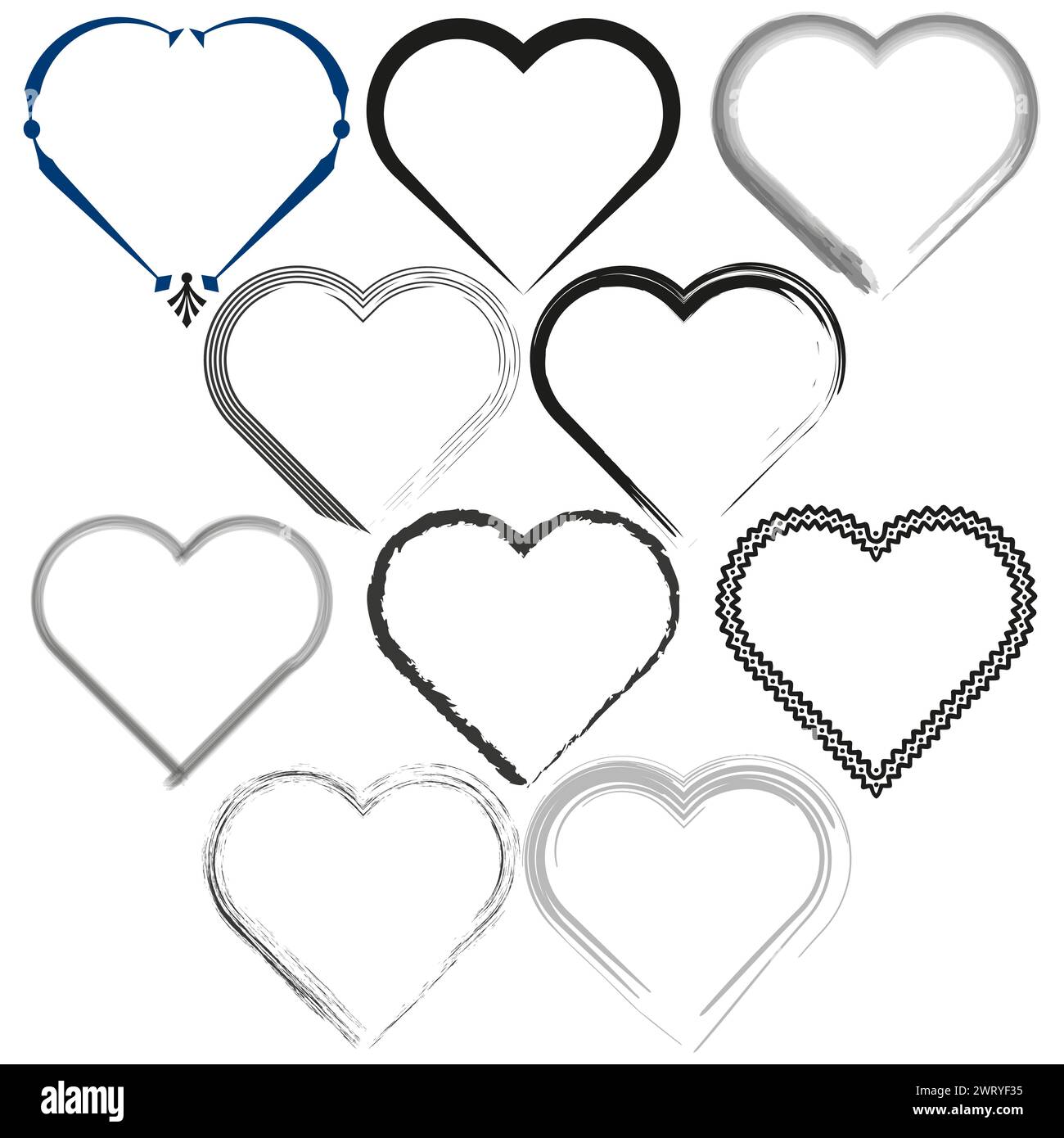 Illustration different styles love heart hi-res stock photography and ...