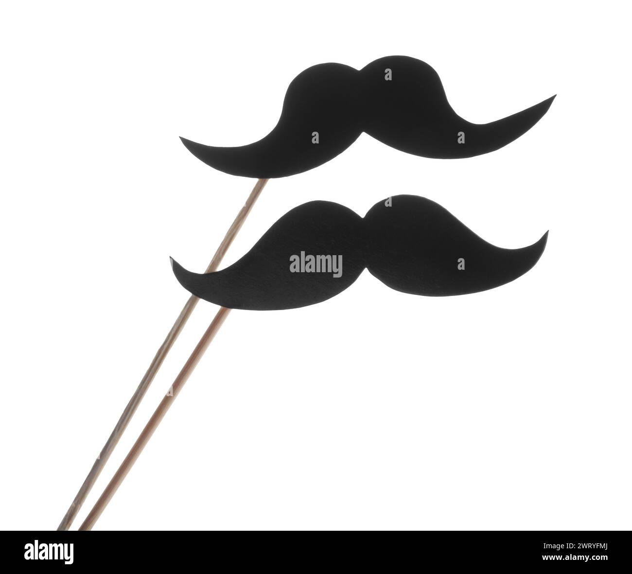 Fake paper mustaches on sticks against white background Stock Photo - Alamy