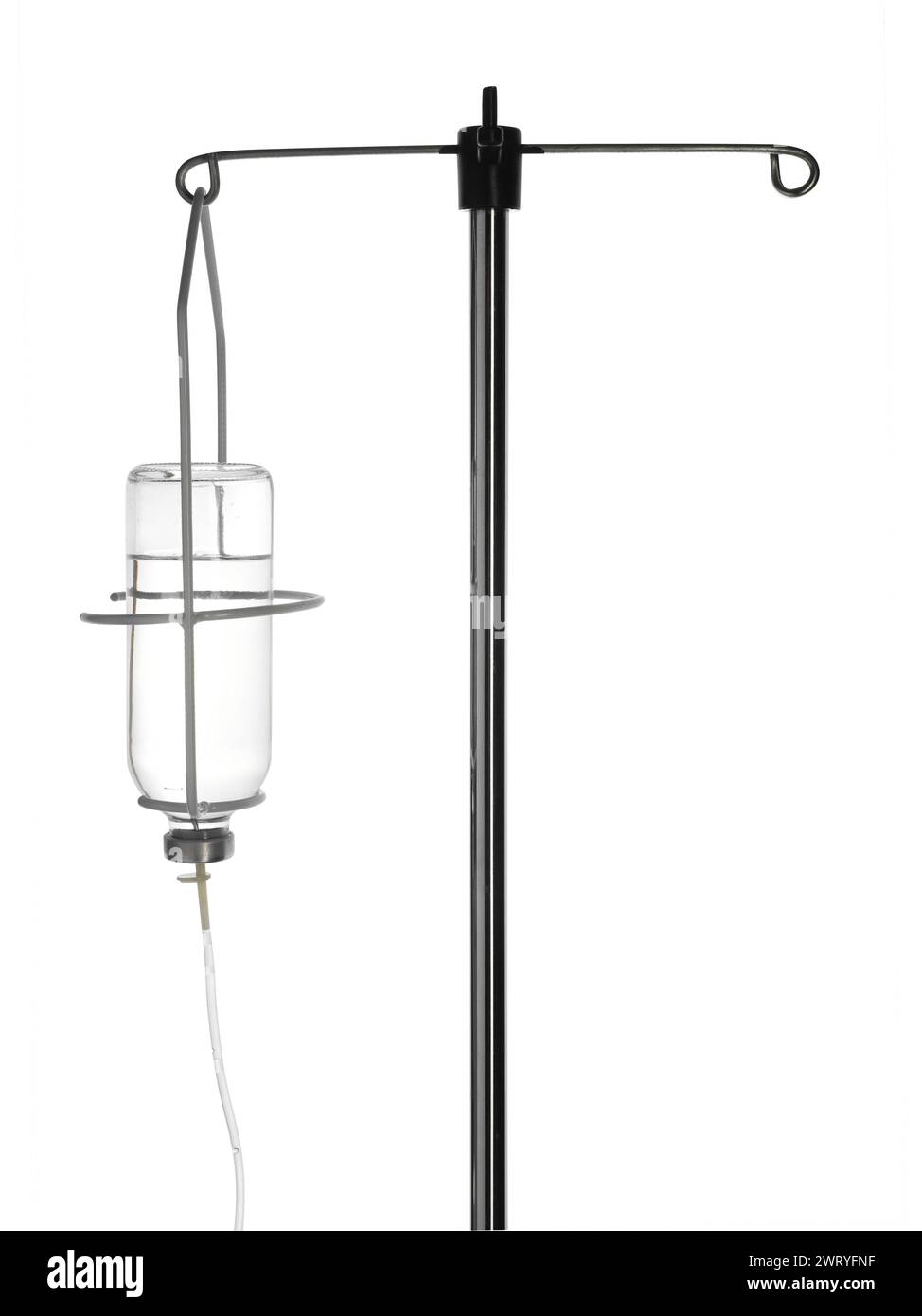 IV infusion set on pole against white background Stock Photo - Alamy