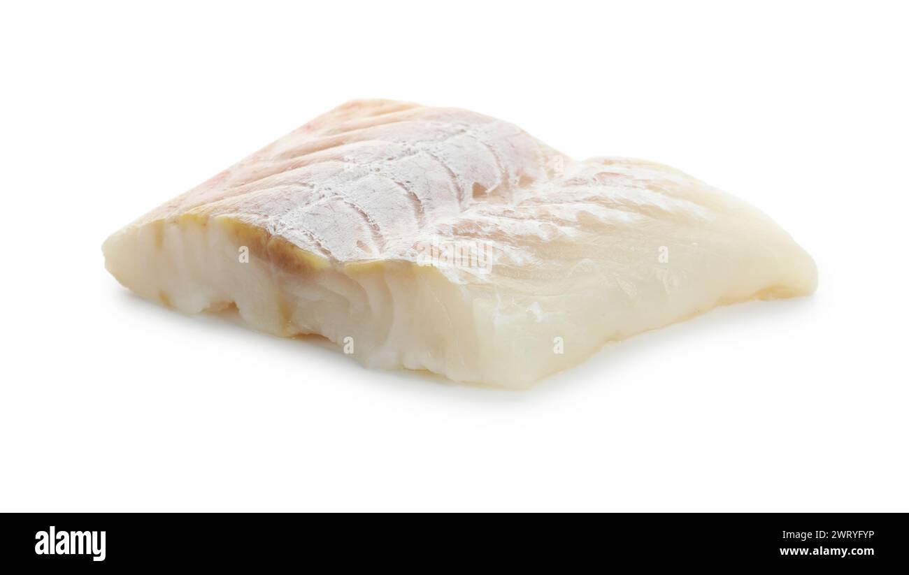 Piece of fresh raw cod isolated on white Stock Photo - Alamy