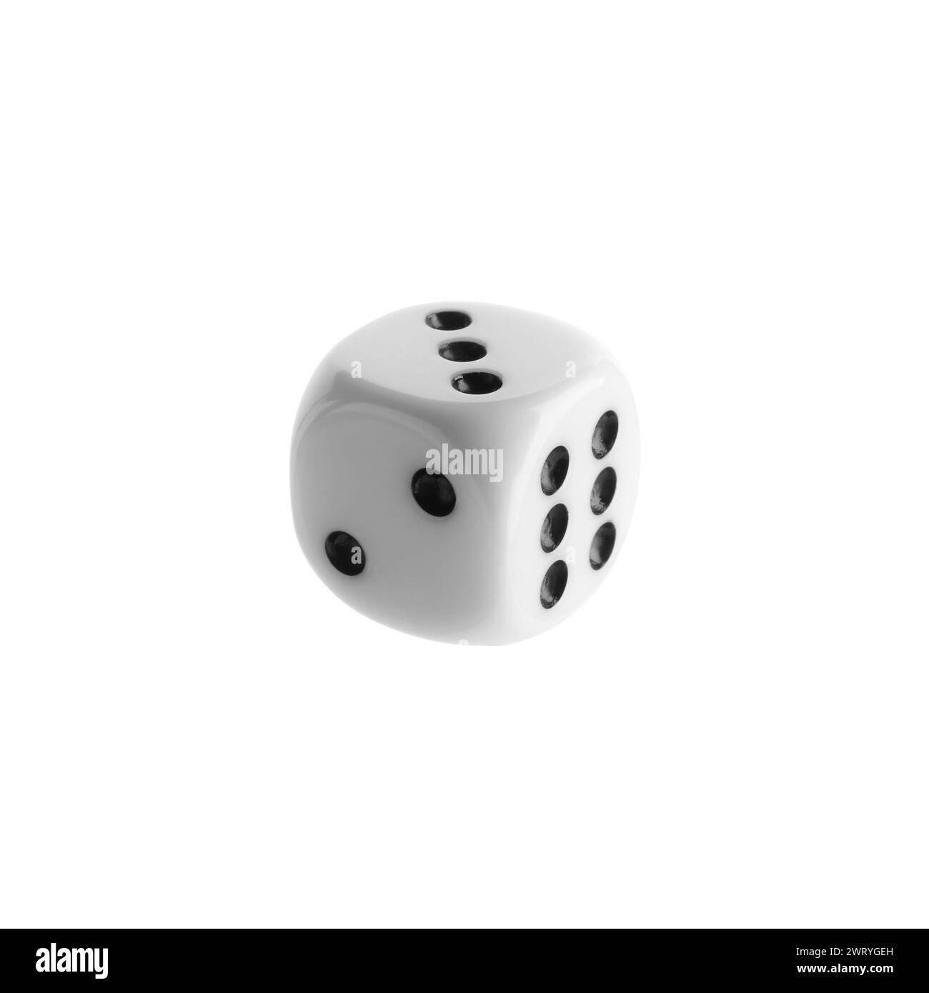 One plastic game dice isolated on white Stock Photo - Alamy