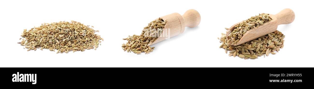Dry fennel seeds isolated on white, set Stock Photo - Alamy