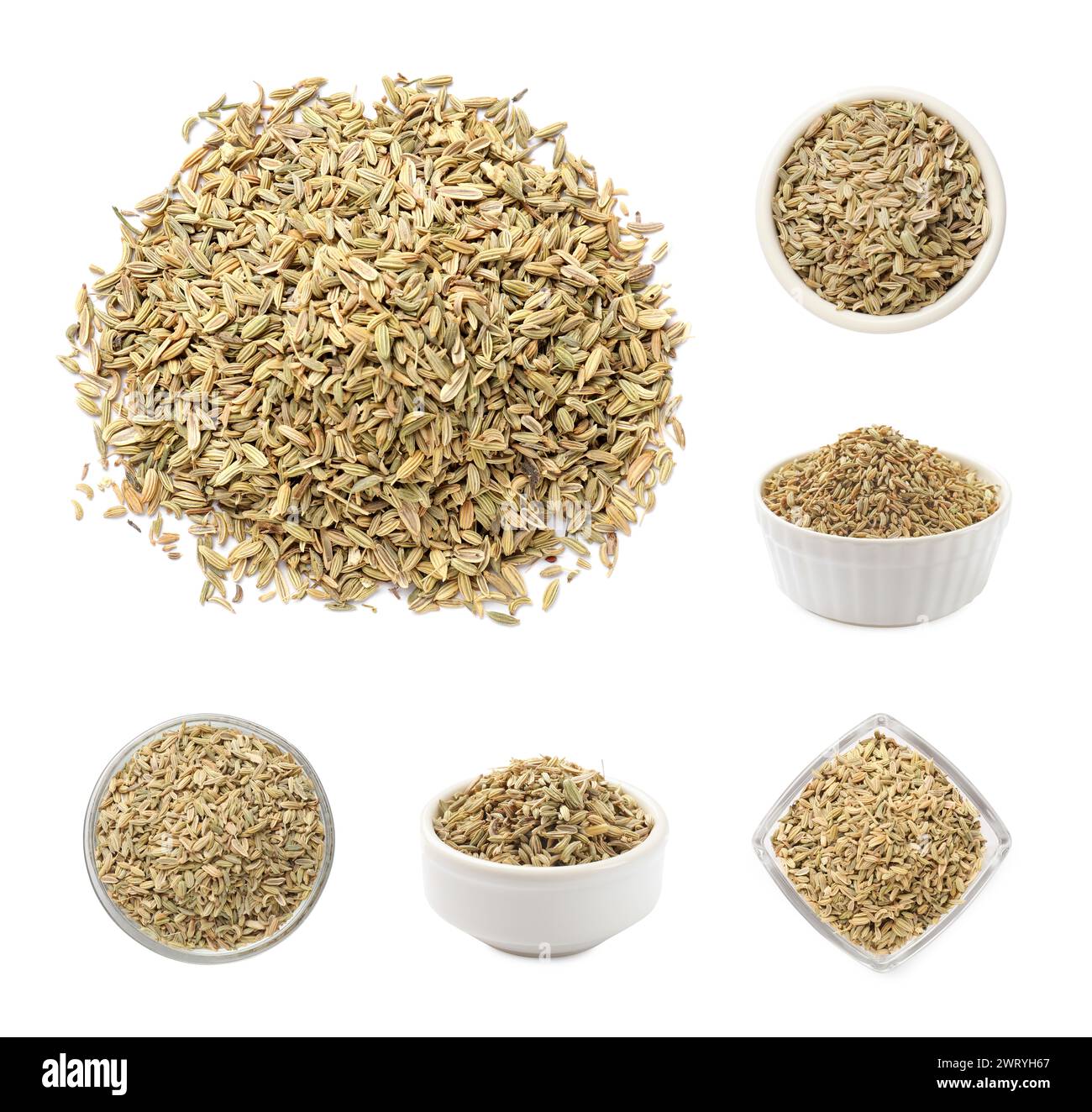 Dry fennel seeds isolated on white, set Stock Photo - Alamy