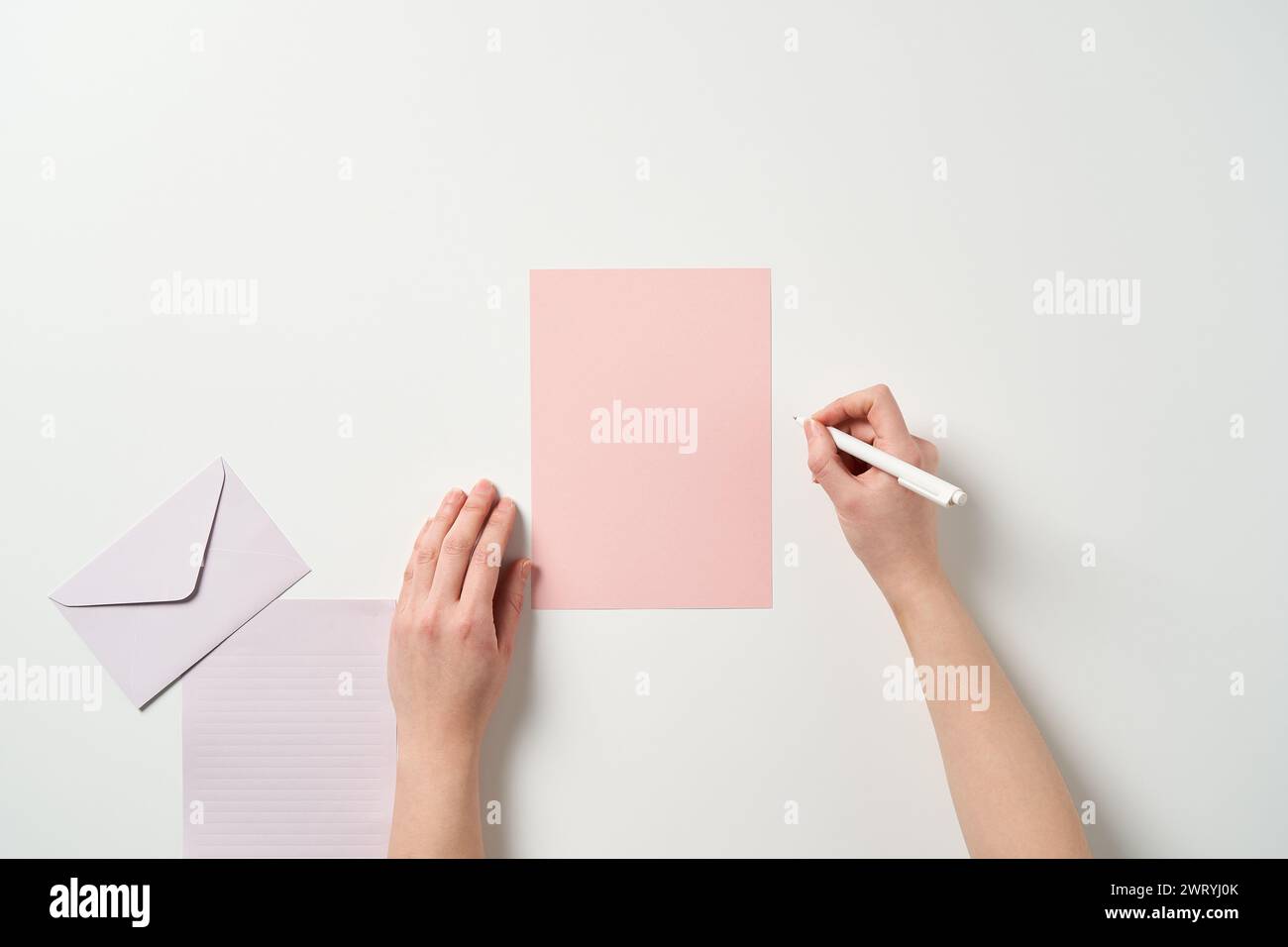 pastel tone letter paper and envelope Stock Photo - Alamy
