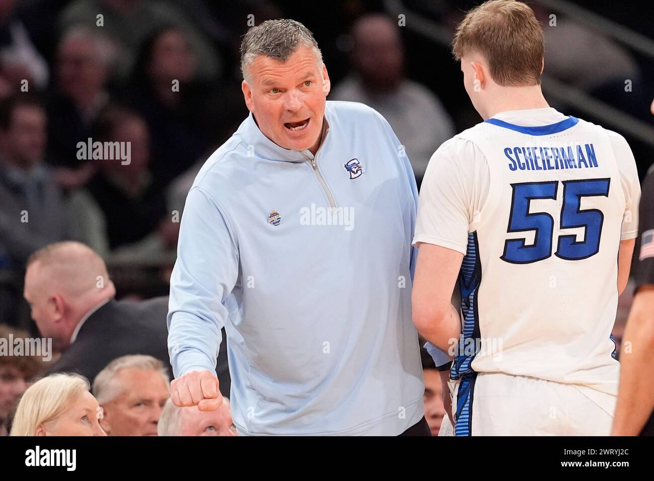 Creighton coach Greg McDermott talks to guard Baylor Scheierman during ...
