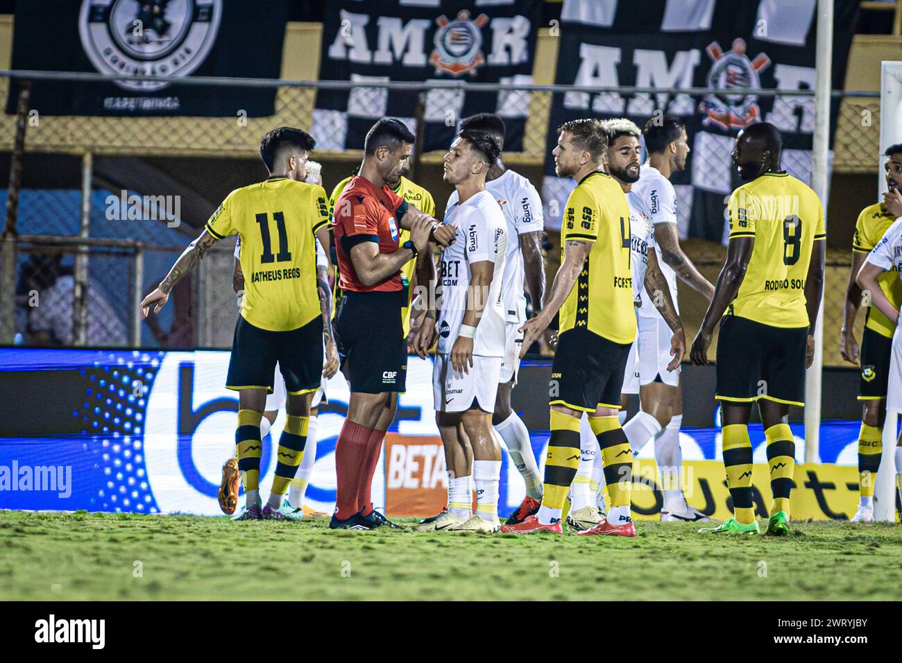 Sao Paulo, Brazil. 14th Mar, 2024. Rodrigo Garro of Corinthians gets ...