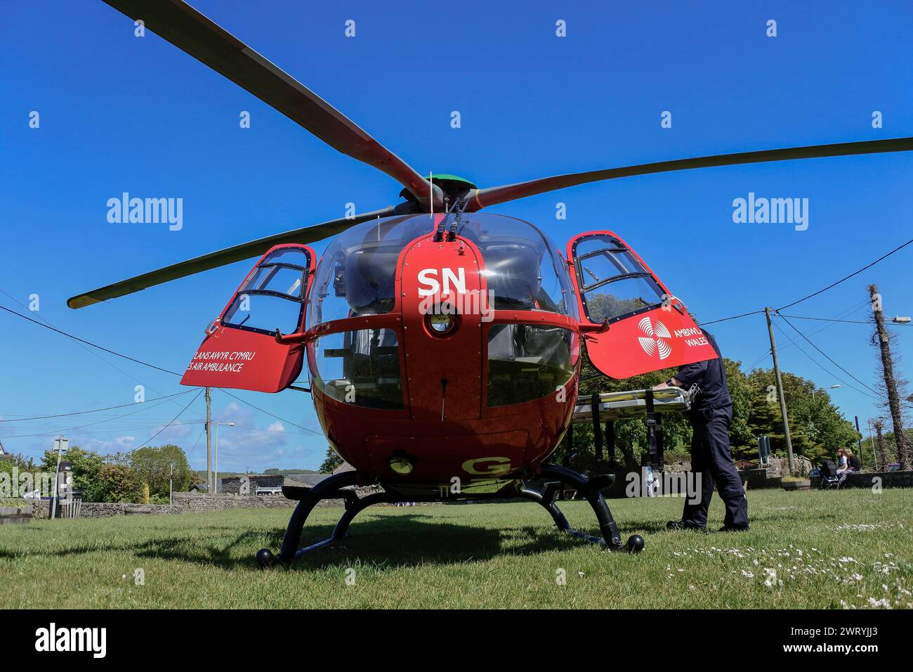 Wales Air Ambulance landed during an emergency at Heol-Y-Capel, Nottage ...