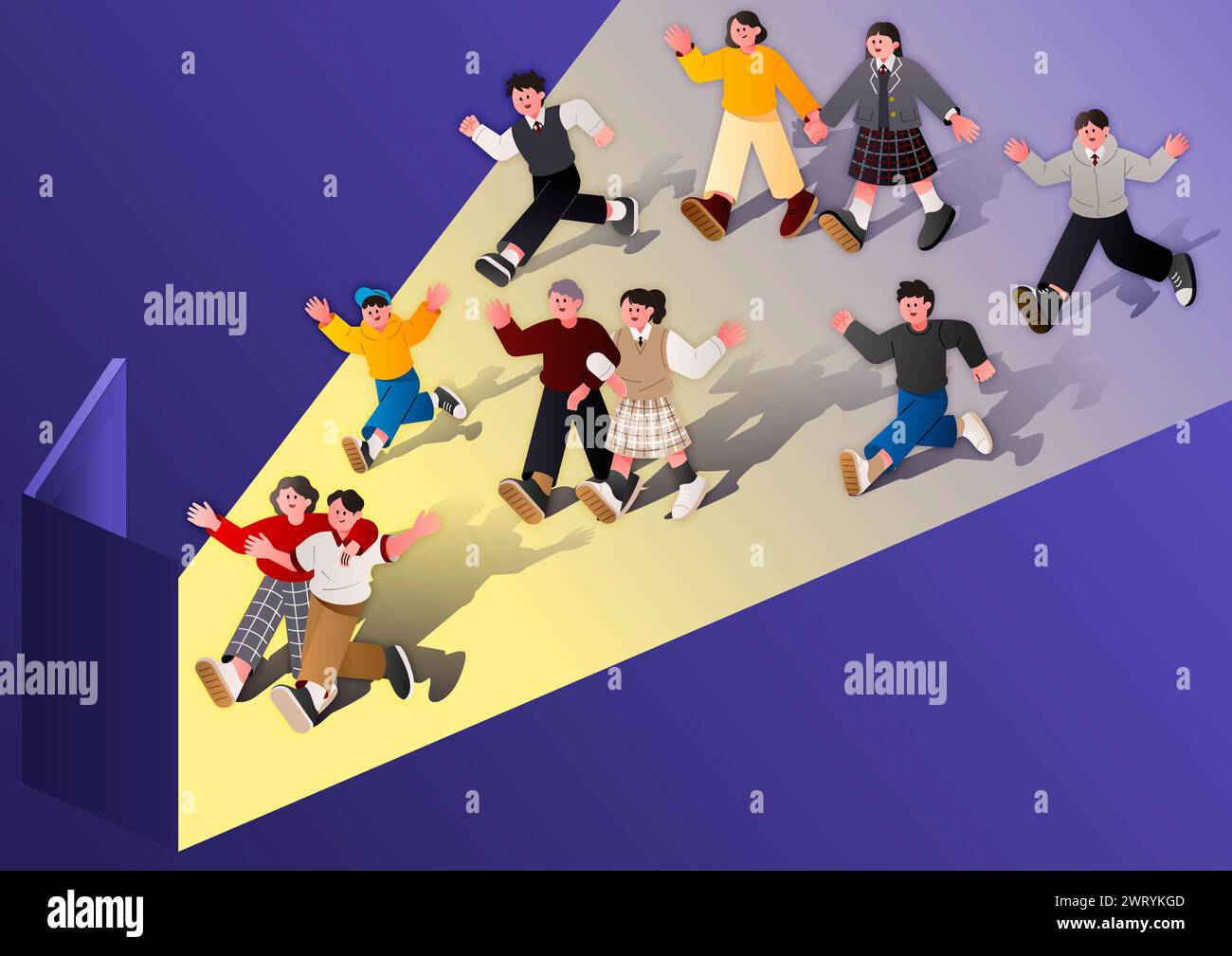 teachers and students moving toward harmony and unity Stock Photo - Alamy