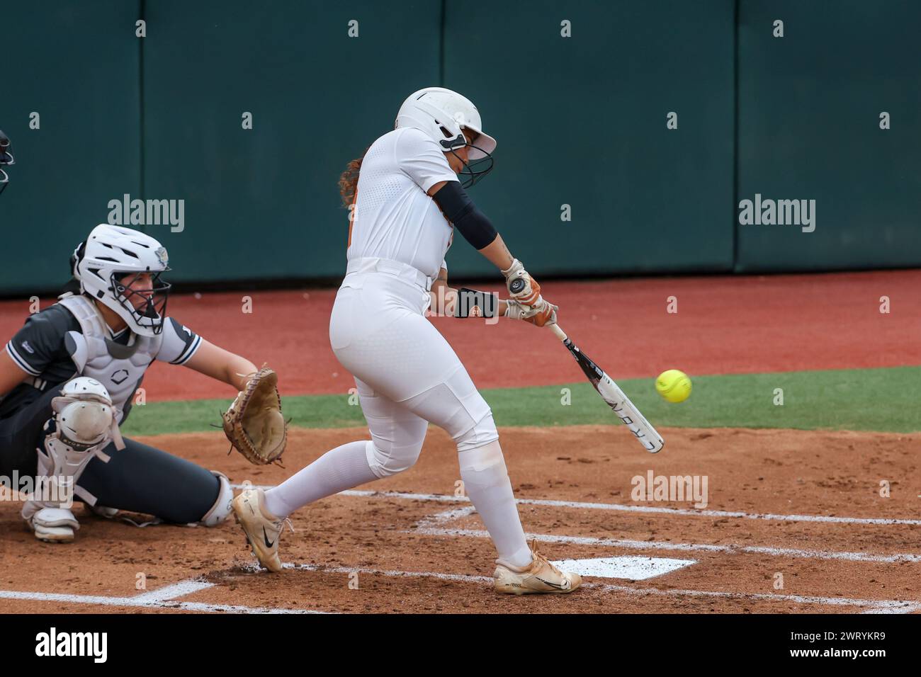 AUSTIN, TX - MARCH 14: Texas infielder Viviana Martinez (23) hits the ...