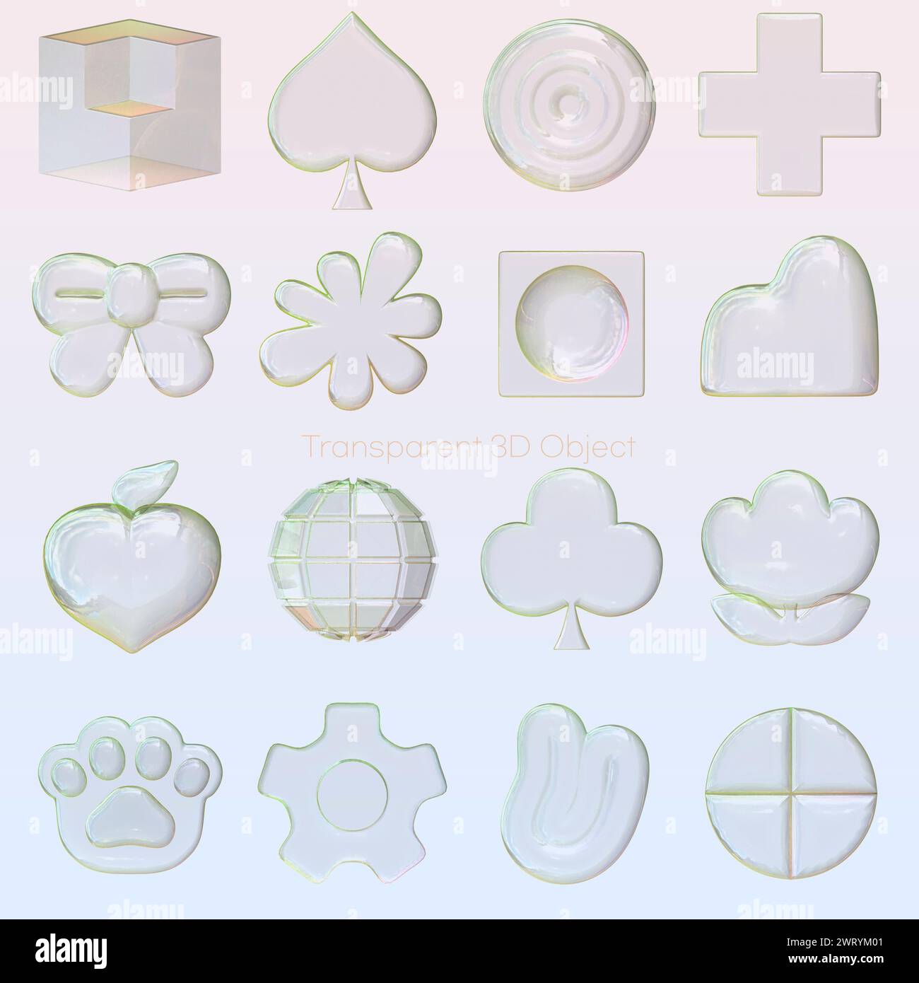 Transparent 3d graphic object set Stock Photo - Alamy