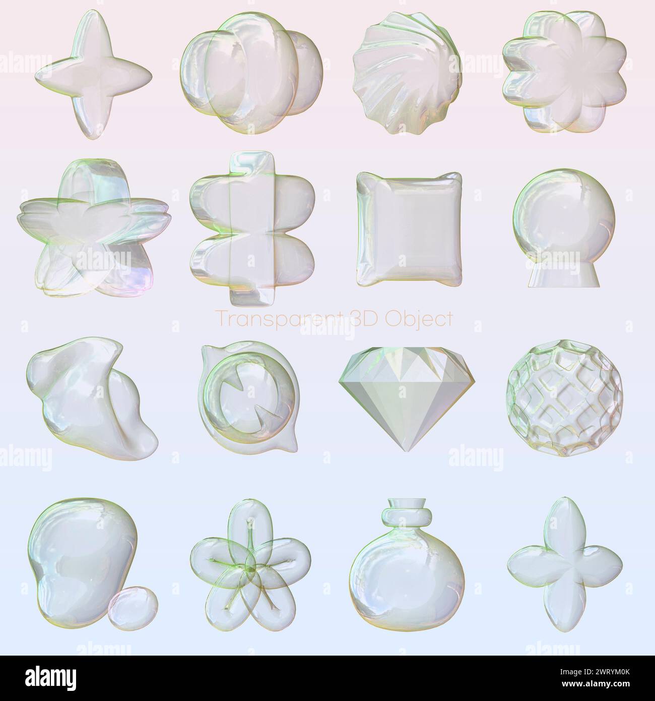 Transparent 3d graphic object set Stock Photo - Alamy