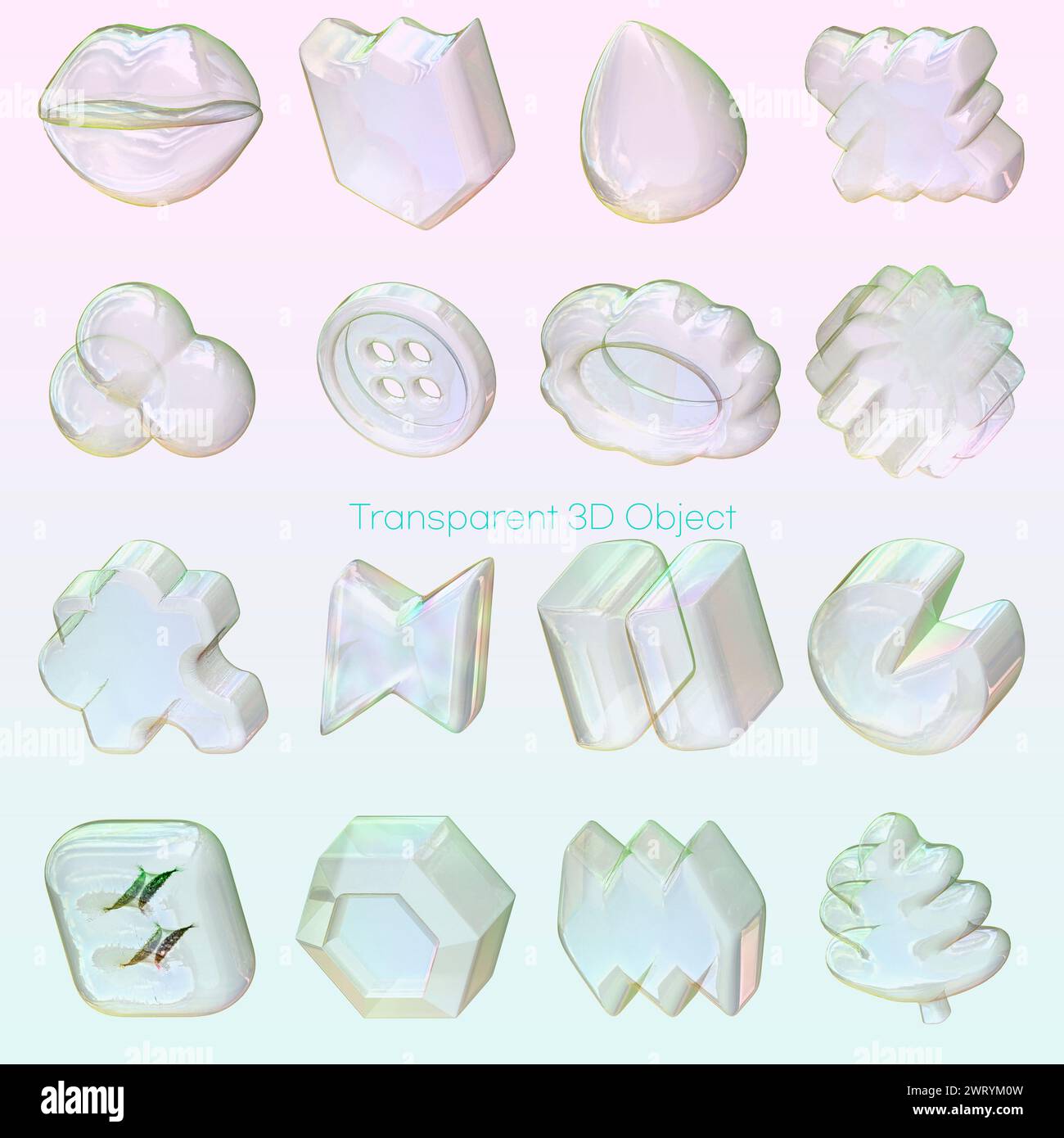 Transparent 3d graphic object set Stock Photo - Alamy