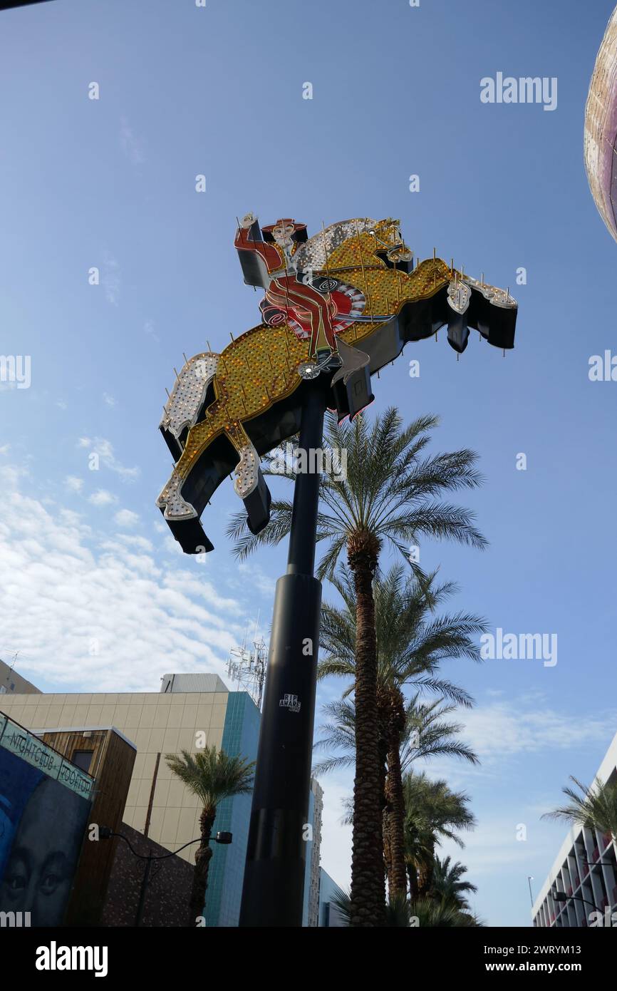 Las Vegas, Nevada, USA 7th March 2024 Neon Horse and Cowboy Sign at ...