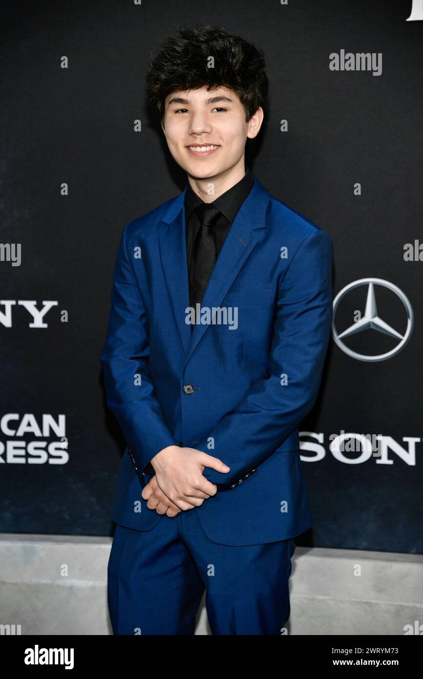 Logan Kim attends the premiere of "Ghostbusters: Frozen Empire" at the ...