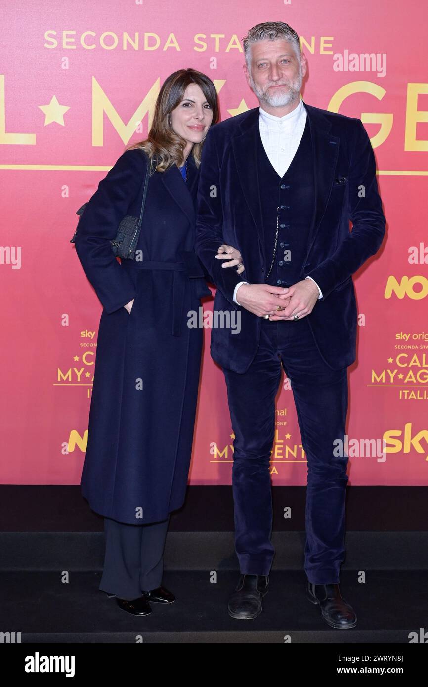 Rome, Italy. 14th Mar, 2024. Francesco Stocchi (r) and wife (l) attend ...