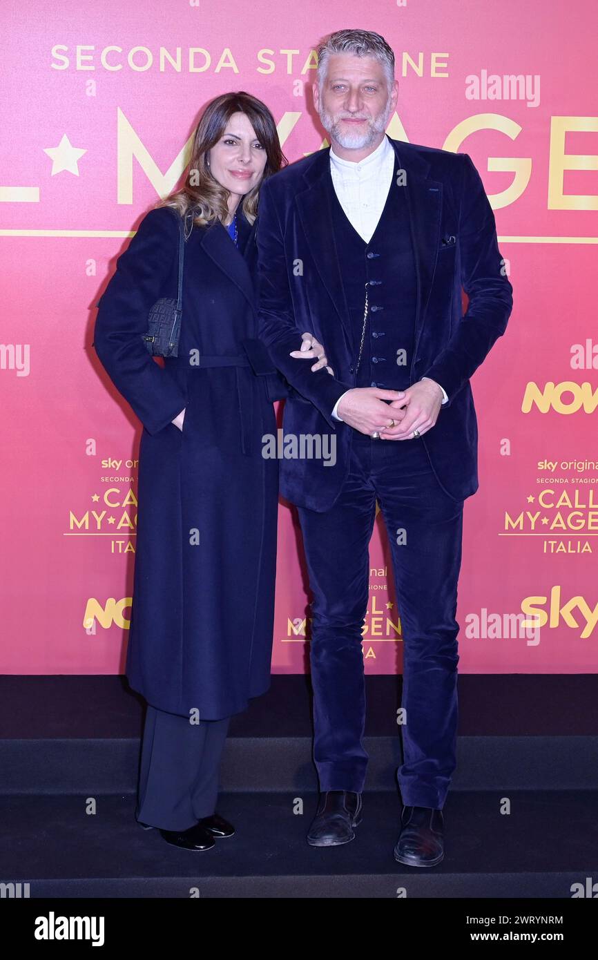 Rome, Italy. 14th Mar, 2024. Francesco Stocchi (r) and wife (l) attend ...
