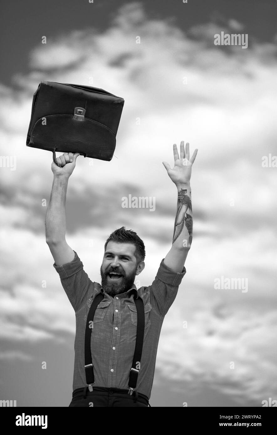 Portrait amazed caucasian business man Black and White Stock Photos ...