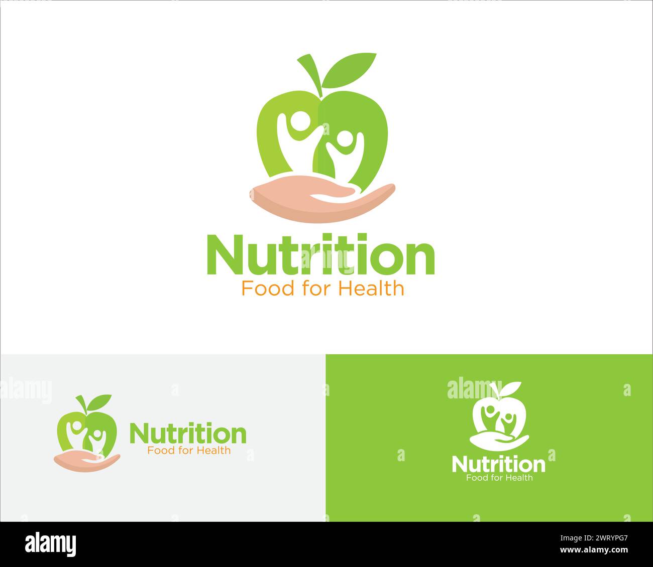 nutrition food health care logo designs for healthy food Stock Vector ...