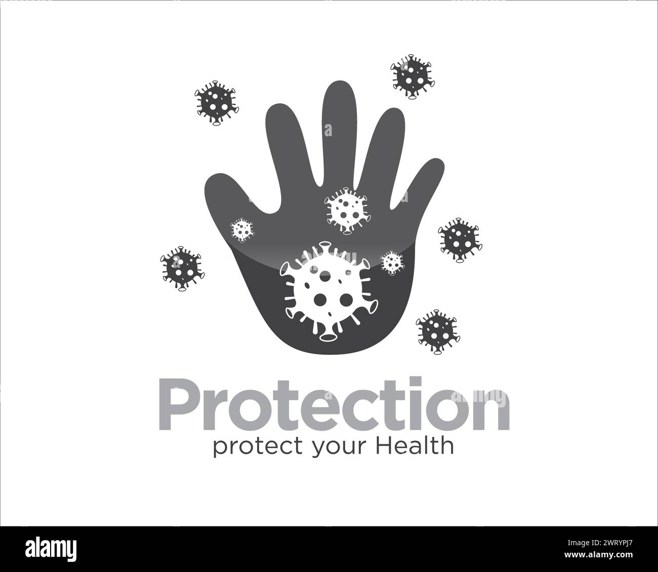 hand with virus logo designs for medical protection logo Stock Vector ...