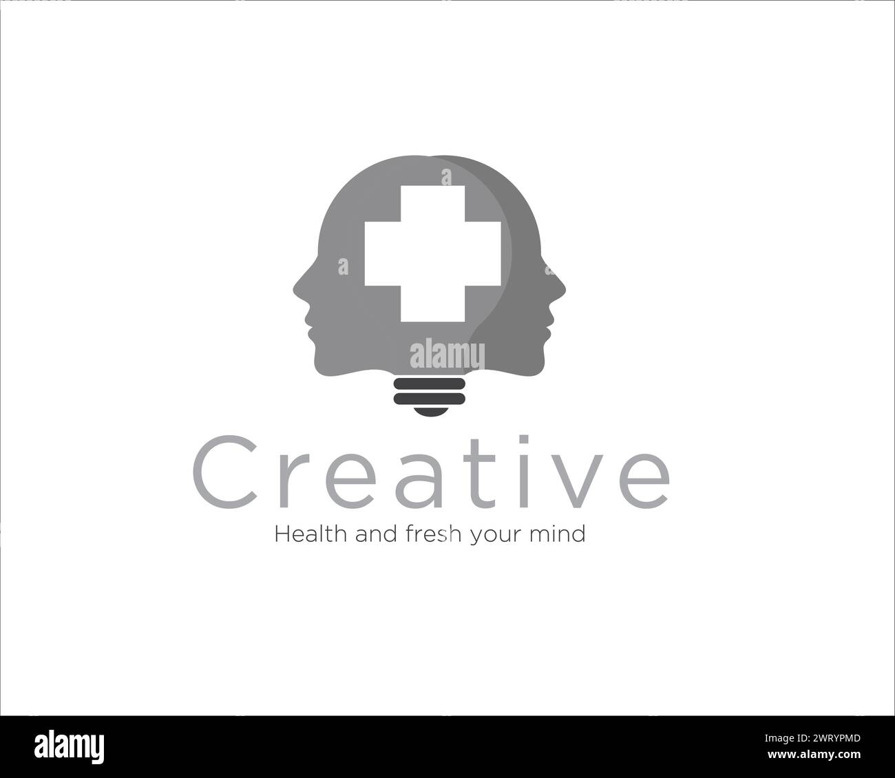 creative health logo designs with head and lamp figure Stock Vector ...