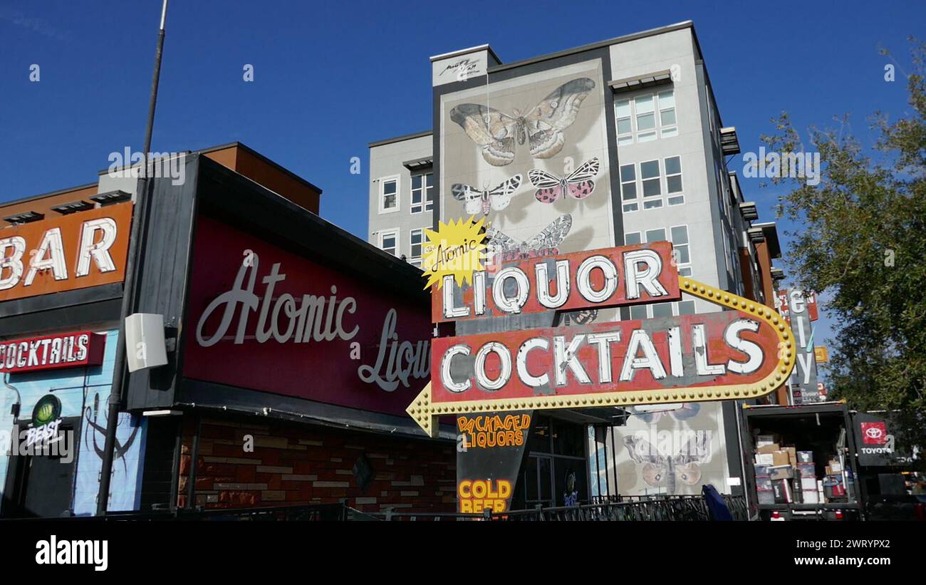 Las Vegas, Nevada, USA 7th March 2024 Atomnic Liquor Store, the oldest ...