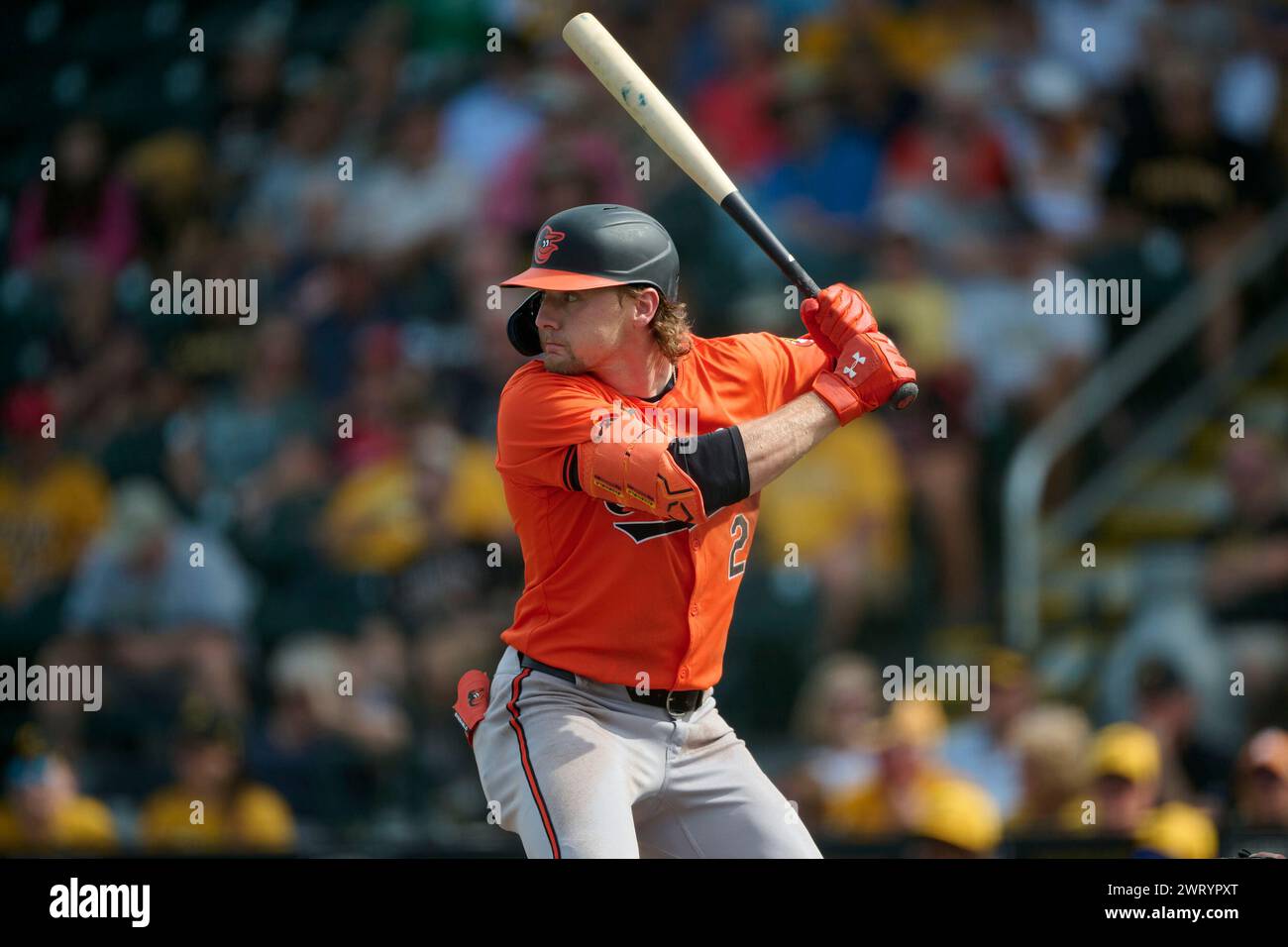 Baltimore Orioles Gunnar Henderson (2) at bat during an MLB Spring ...