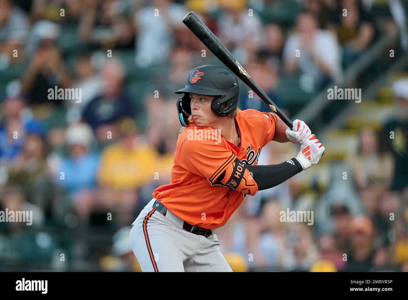 Baltimore Orioles Jackson Holliday (87) at bat during an inaugural MLB ...