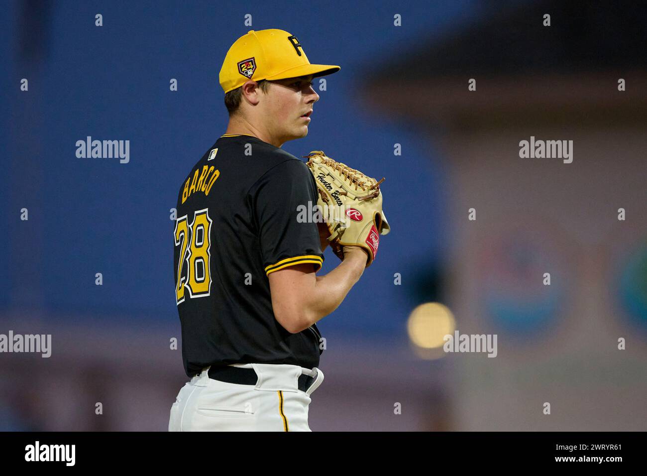 Pittsburgh Pirates pitcher Hunter Barco (28) during an inaugural MLB ...