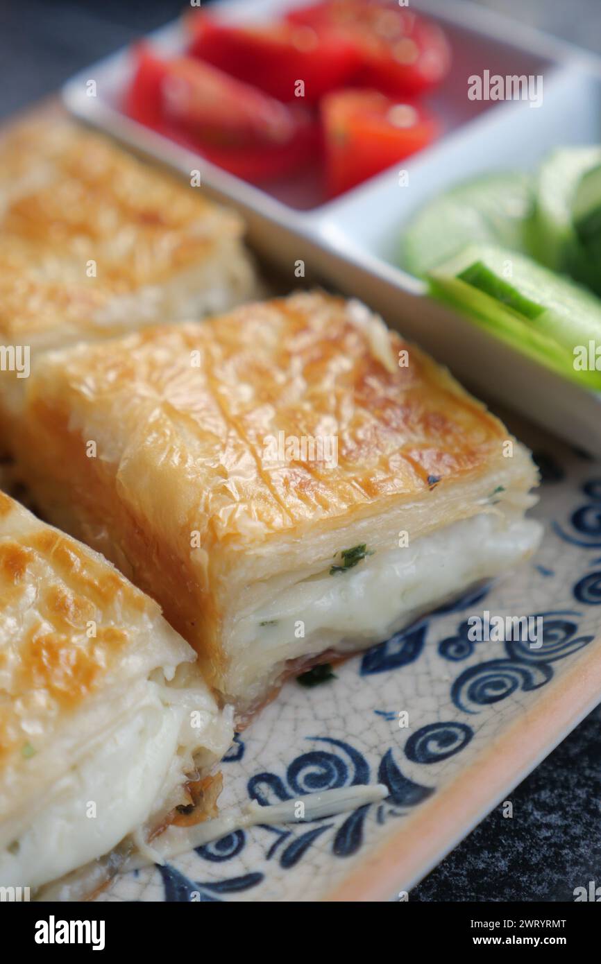 Traditional Turkish Cuisine Pastries borek on a plate Stock Photo - Alamy