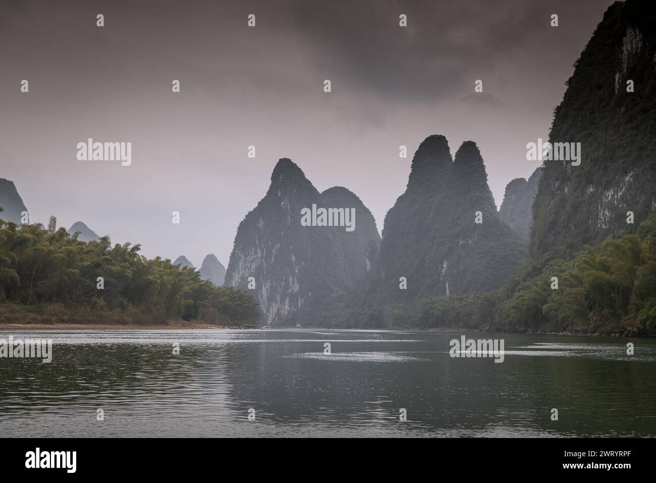 Landscape of Guilin, Li River and Karst mountains. Located near The ...