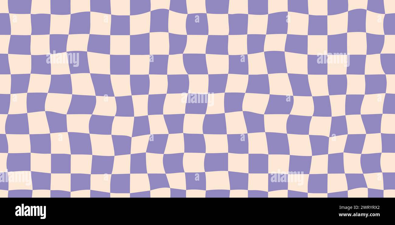 Seamless purple checkerboard pattern. Repeating distorted checkered ...