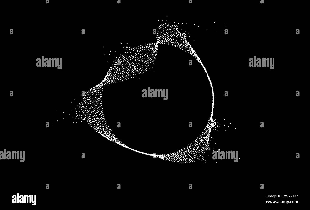 White dotted circular dissolving lines. Stipple disintegrating curved ...