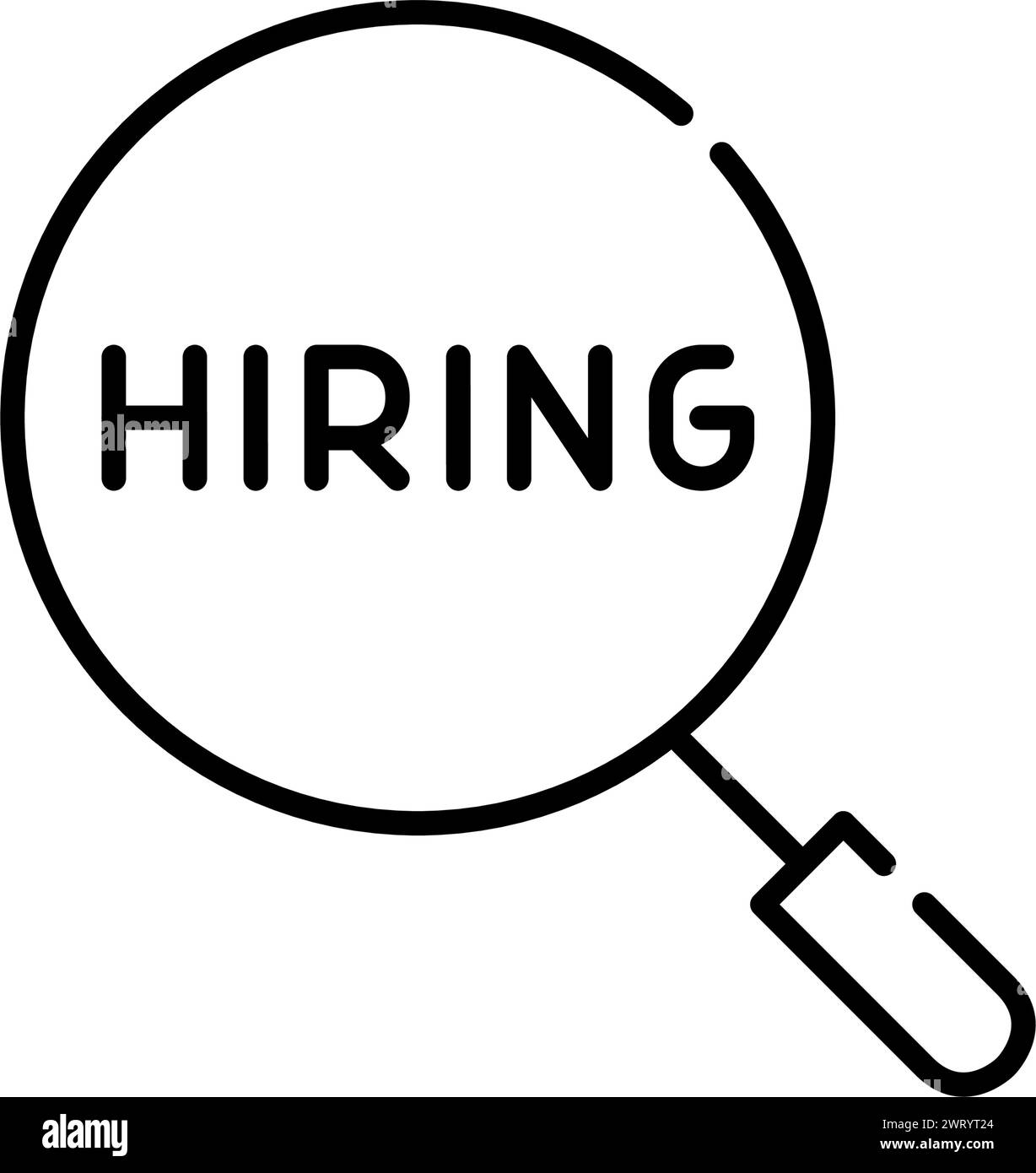 Magnifying glass and word hiring. Process of candidates search and ...