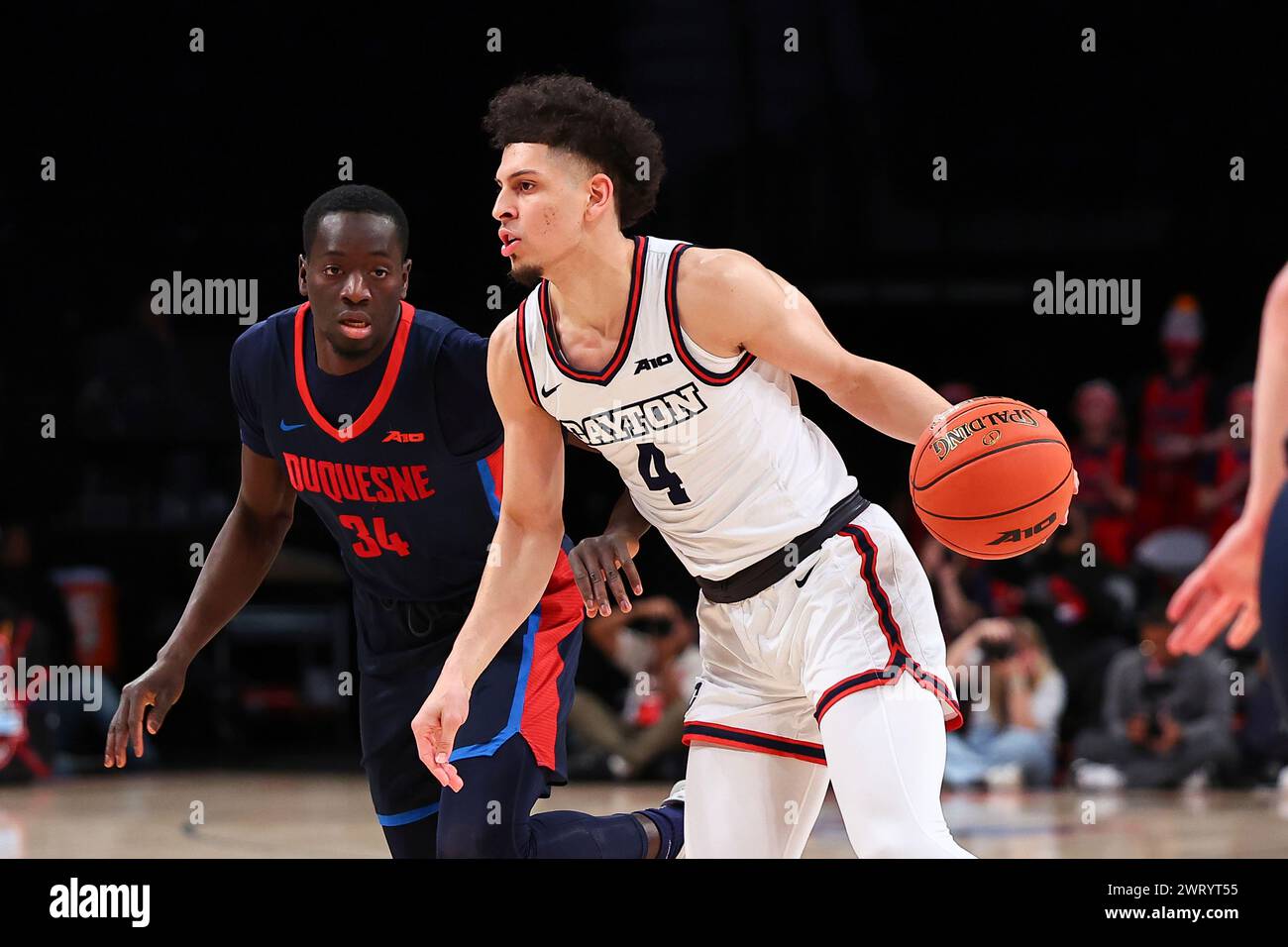 BROOKLYN, NY - MARCH 14: Koby Brea #4 of the Dayton Flyers controls the ...