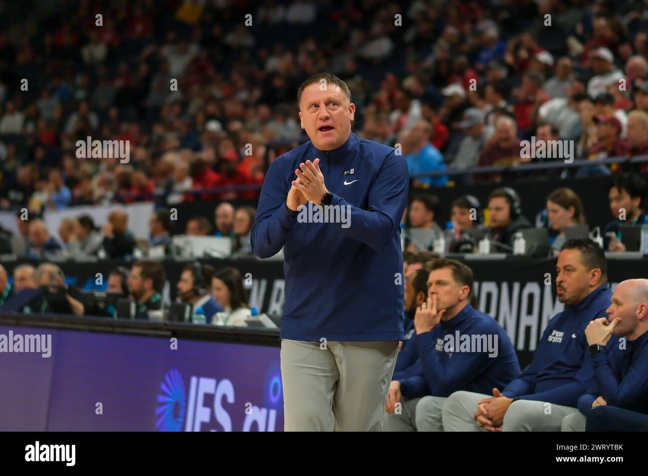 Minneapolis, Minnesota, USA. 14th Mar, 2024. Penn State Nittany Lions head coach MIKE RHOADES ...