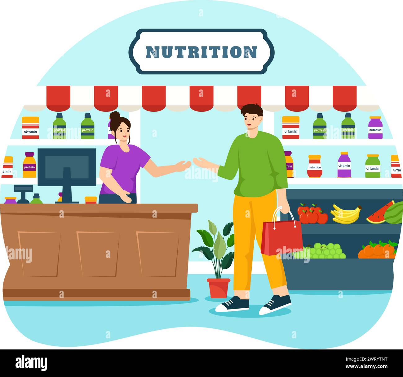Nutrition Store Vector Illustration with Dietary Supplement of Vitamins ...