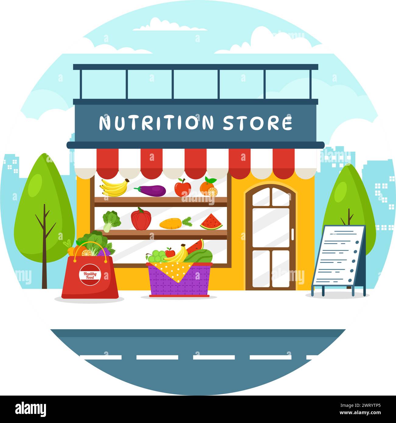 Nutrition Store Vector Illustration with Dietary Supplement of Vitamins ...