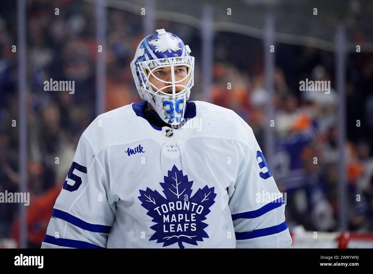 Toronto Maple Leafs' Ilya Samsonov plays during an NHL hockey game ...