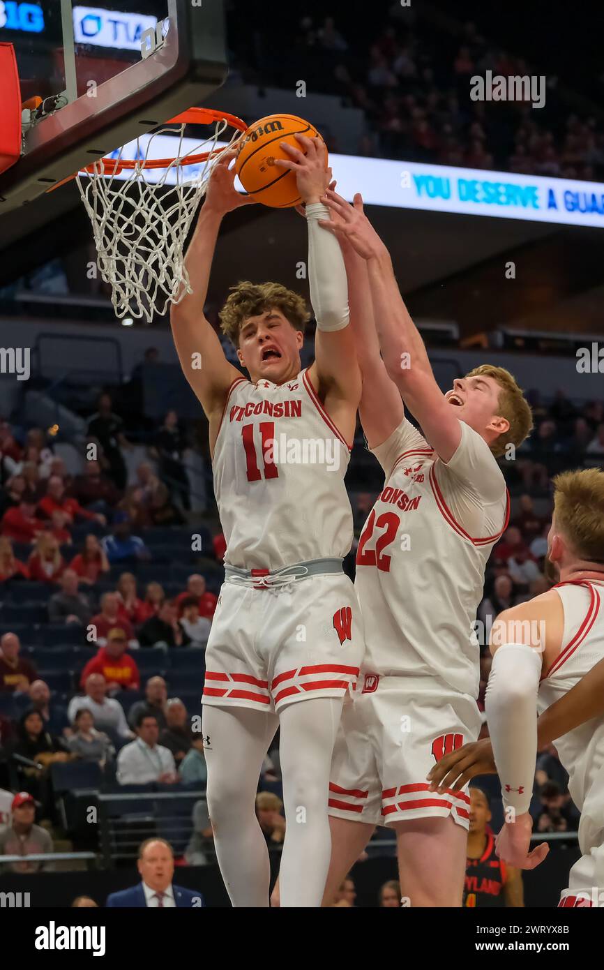 Minneapolis, Minnesota, USA. 14th Mar, 2024. Wisconsin Badgers guard ...
