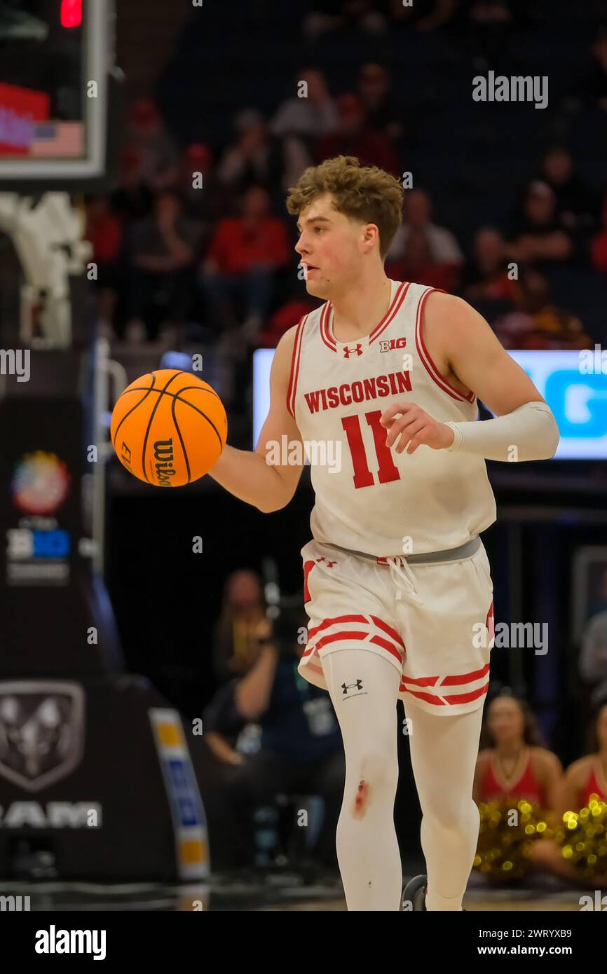 Minneapolis, Minnesota, USA. 14th Mar, 2024. Wisconsin Badgers guard ...