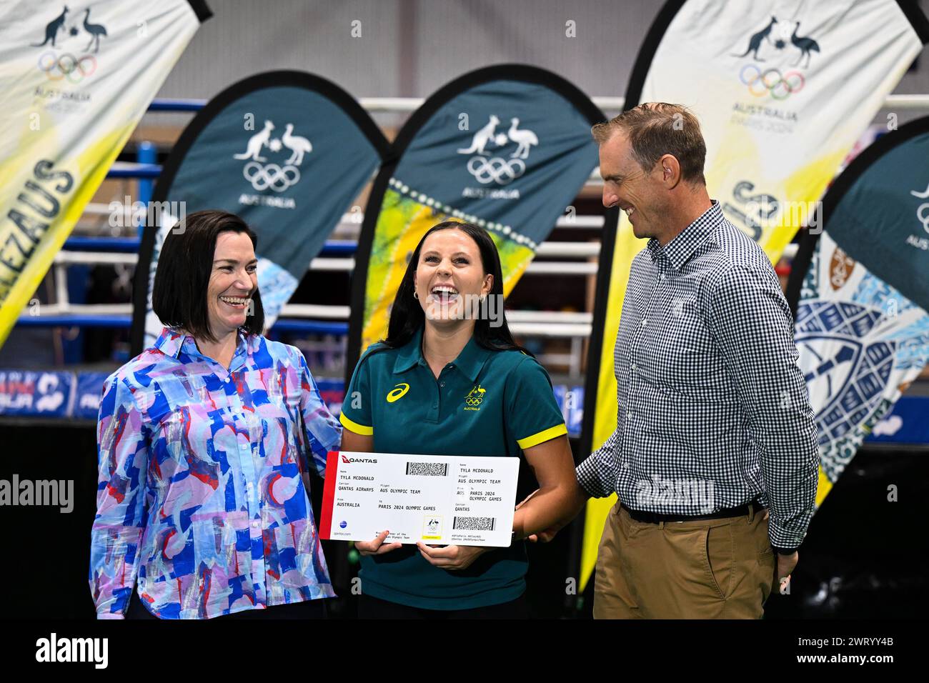 Canberra, Australia. 15th Mar, 2024. Australian boxer Tyla McDonald ...