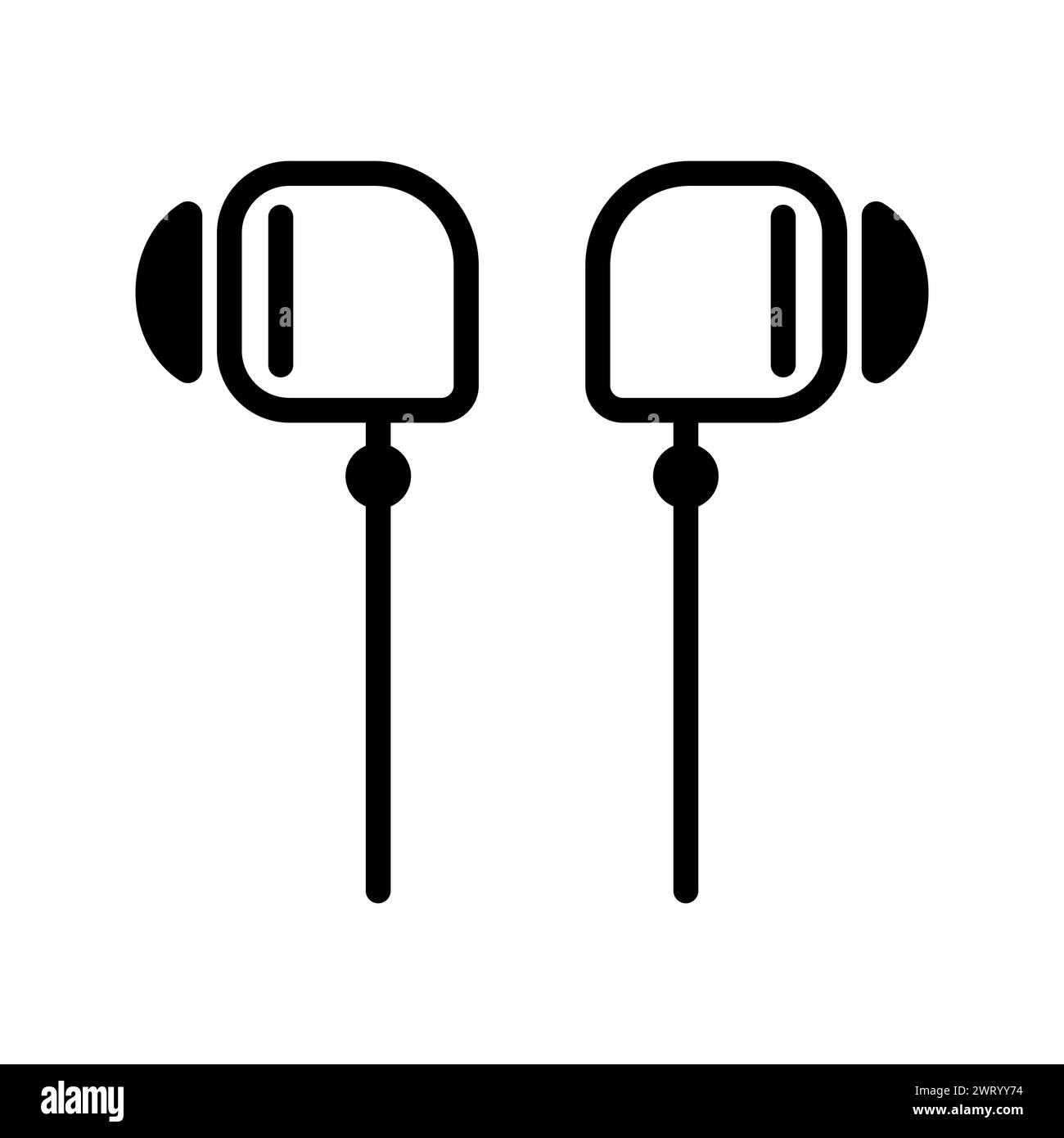 black vector earphones icon on white background Stock Vector Image ...