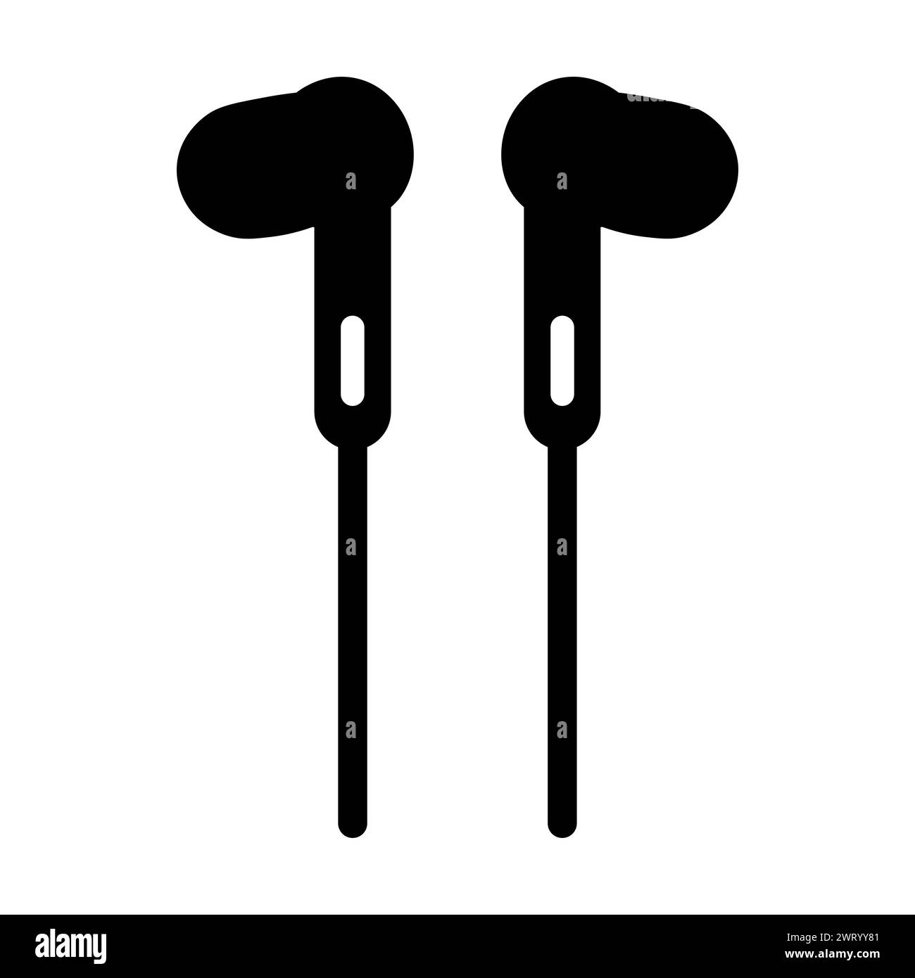 black vector earphones icon on white background Stock Vector Image ...
